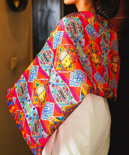 Multi Colour Rickshaw Pattern Stole – String & Thread