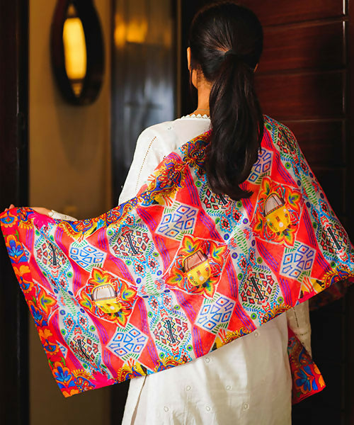 Multi Colour Rickshaw Pattern Stole – String & Thread